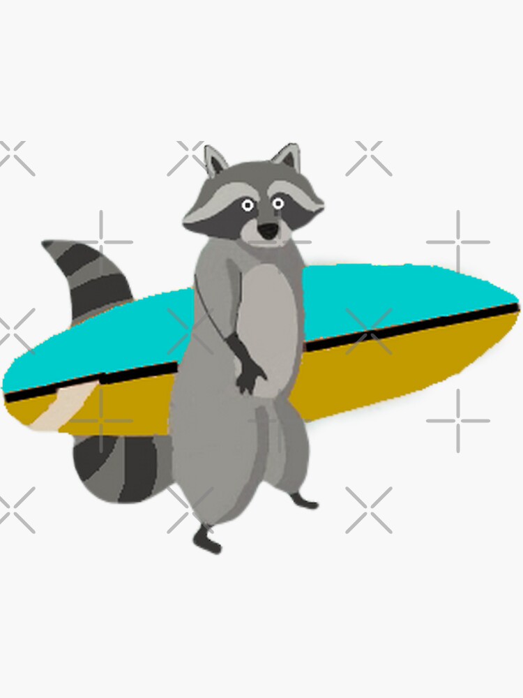 "Surfing Raccoon Watercolor" Sticker for Sale by medoxEdition | Redbubble