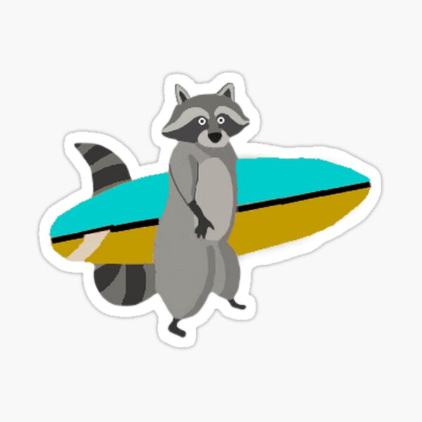 "Surfing Raccoon Watercolor" Sticker for Sale by medoxEdition | Redbubble