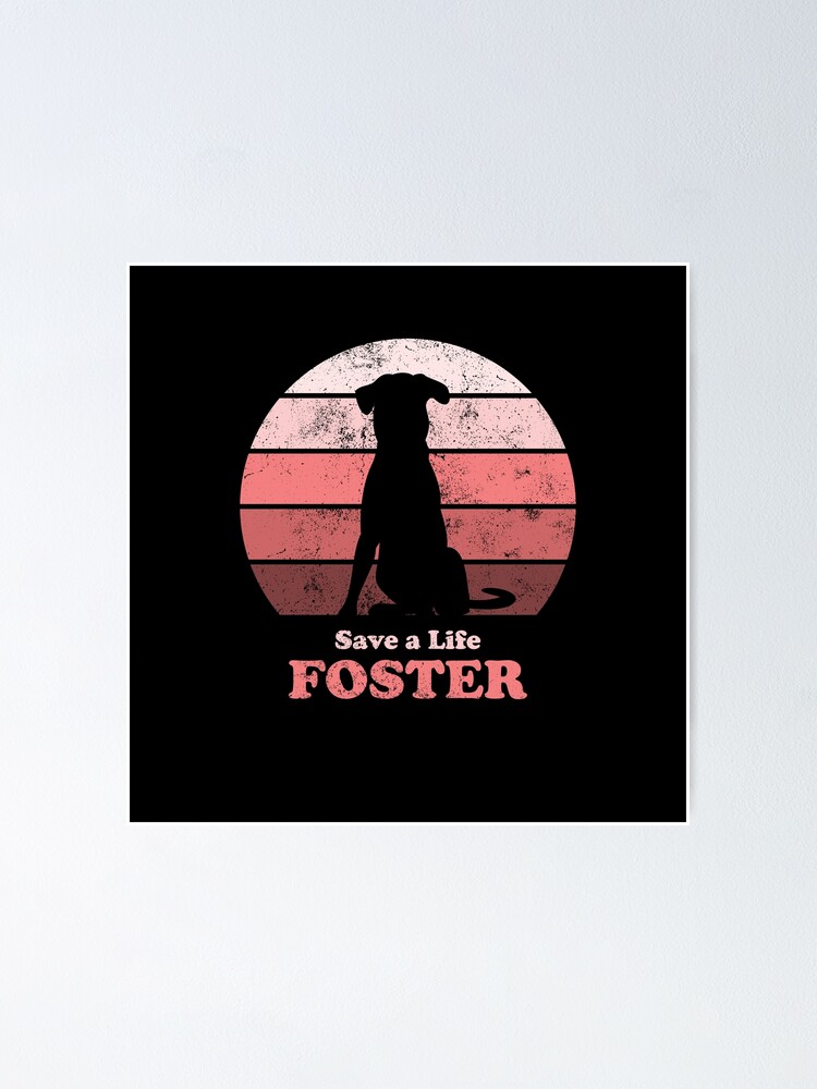 "Foster Dog Retro Sunset Pink" Poster for Sale by MSwiftDesigns | Redbubble