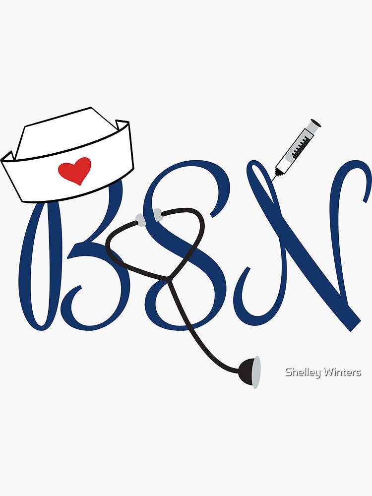 "BSN nurse art - navy" Sticker for Sale by Shelleywinters | Redbubble