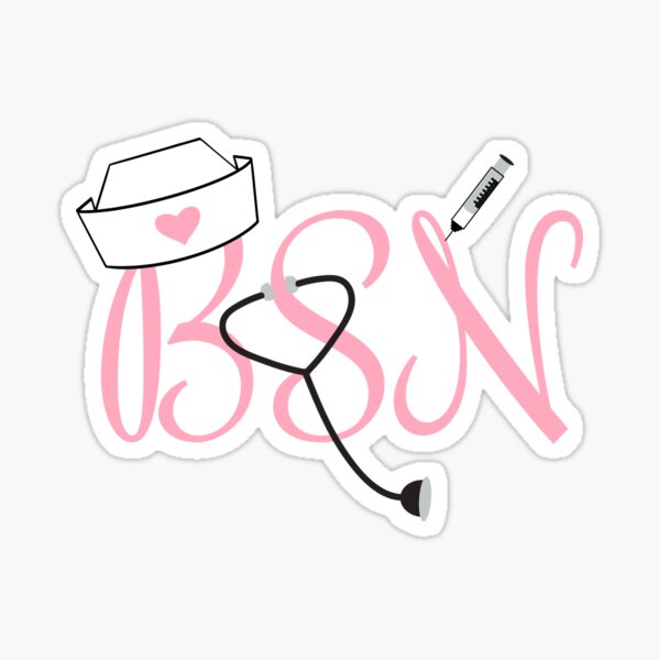 "BSN nurse art - pink" Sticker for Sale by Shelley Winters | Redbubble