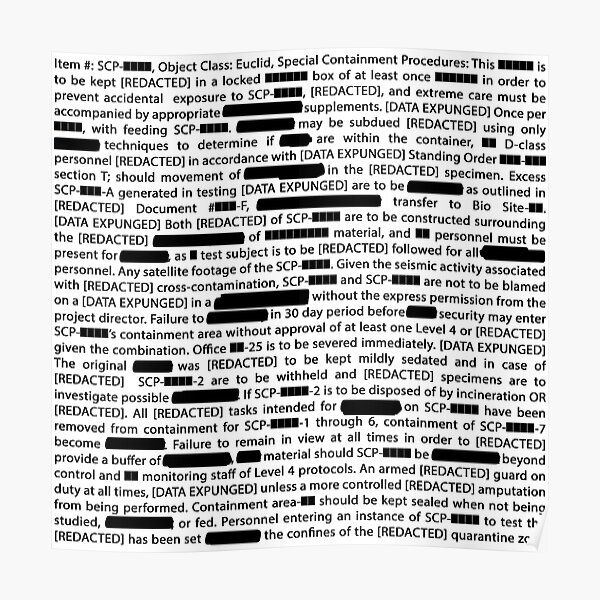 "Redacted SCP Document T7- " Poster for Sale by ToadKingStudios | Redbubble