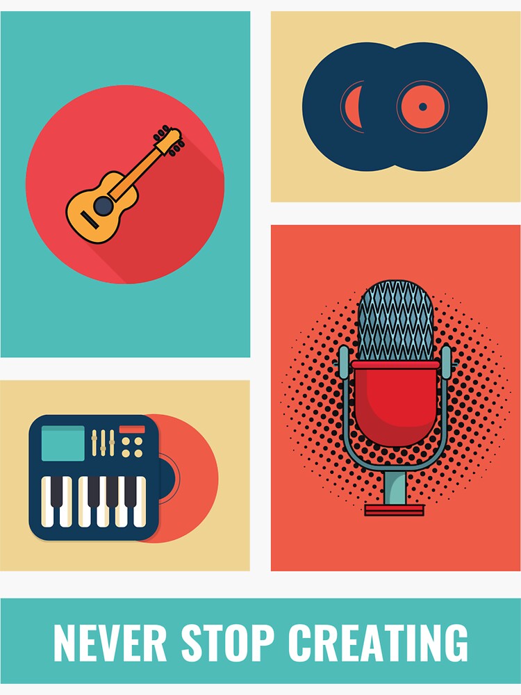 "Never Stop Creating/ Pop Art" Sticker for Sale by sheepyshirts | Redbubble