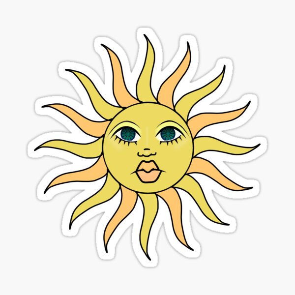 "60s retro mod sun face" Sticker for Sale by vbanka | Redbubble