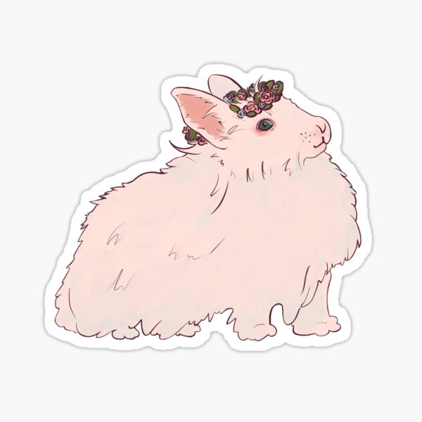 "Proud angora rabbit with flower wreath" Sticker for Sale by ...