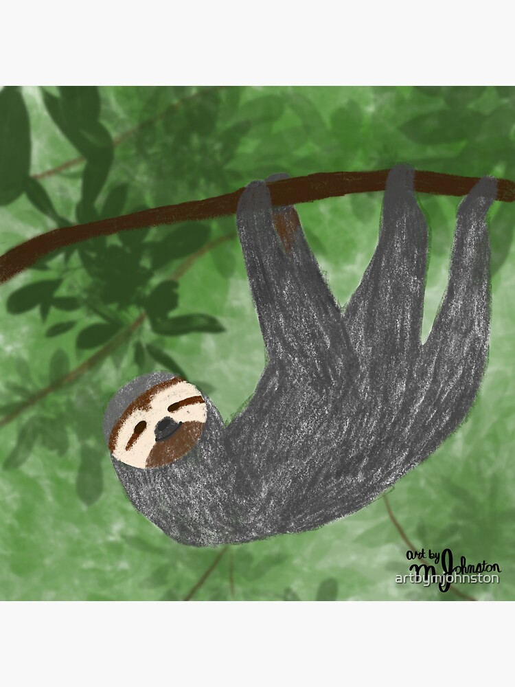 "Sloth hanging out" Sticker for Sale by artbymjohnston | Redbubble