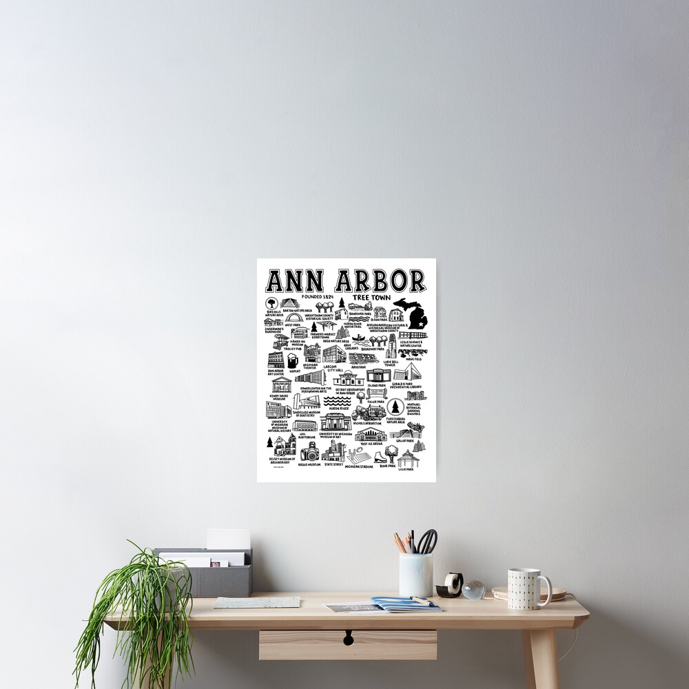 "Ann Arbor Map " Poster by fiberandgloss | Redbubble