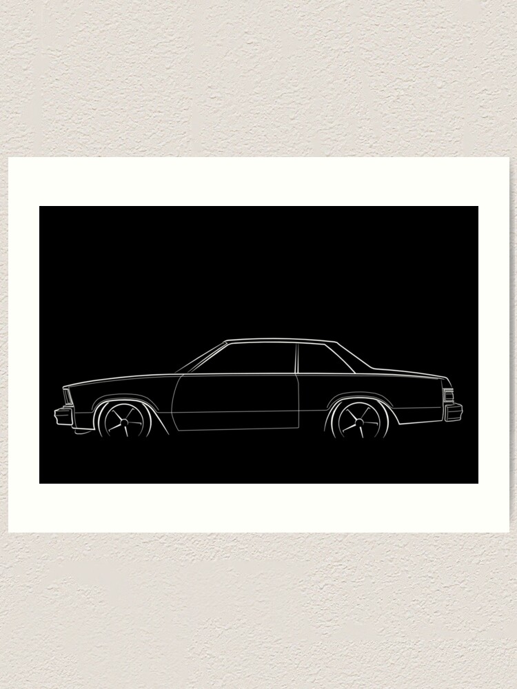 "1979 Chevy Malibu - profile stencil, white" Art Print for Sale by mal ...