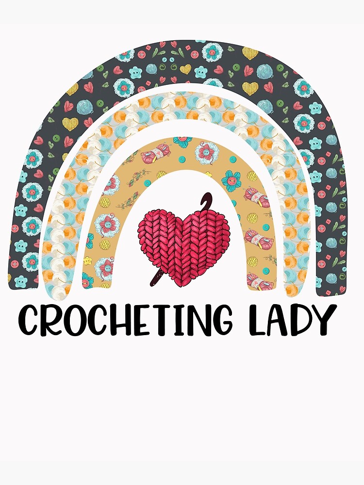 "Crocheting Lady Yarn Crochet Pattern Rainbow" Poster for Sale by ...