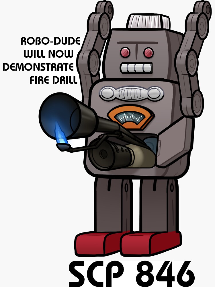 "SCP 846 / Robo-Dude" Sticker by Chasedownall | Redbubble