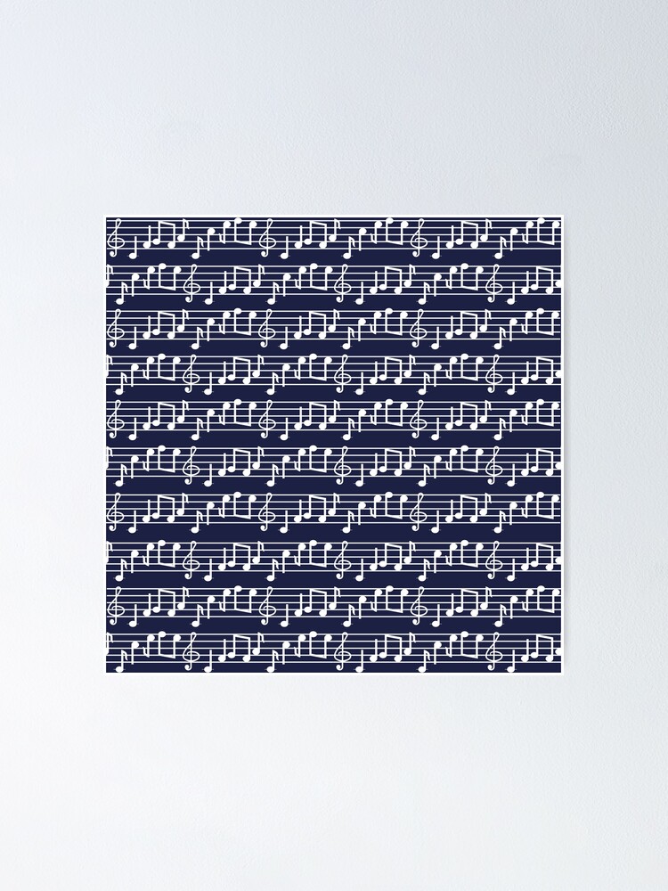 "White music notes on navy blue" Poster for Sale by IONcreatION | Redbubble