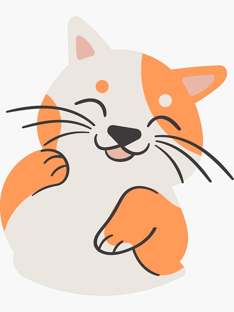 Pegatina «Lindo gato saludando» de happyfunshop | Redbubble