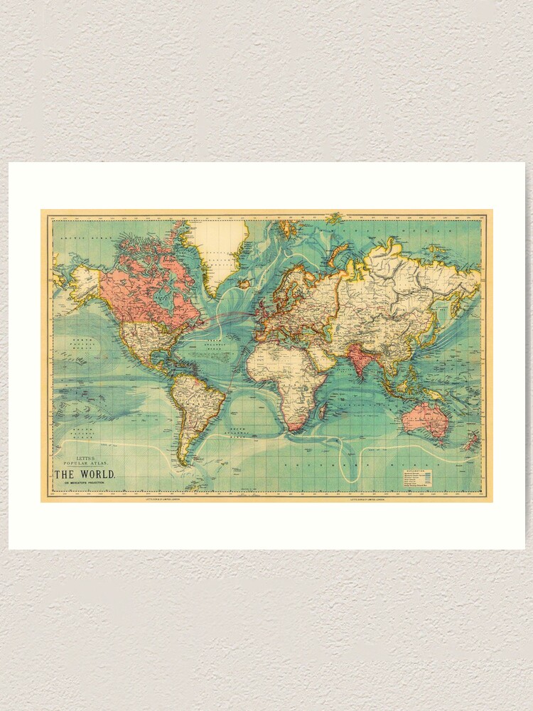 "Vintage Map of The World 1883" Art Print for Sale by kookakate | Redbubble