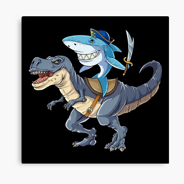 Pirate Shark Riding Dinosaur Canvas Prints | Redbubble
