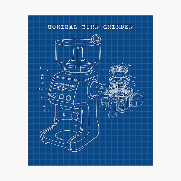 "Conical Burr Grinder Technical Drawing Patent Blueprint" Photographic ...