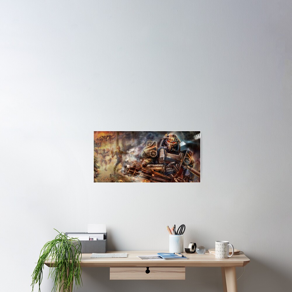 "Fallout Lone Wanderer In Power Armour Fighting Of Ghouls" Poster for ...