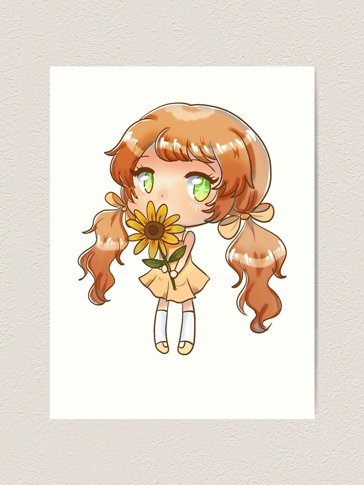 "Kawaii Sunflower Chibi Anime Girl" Art Print by okinashirts | Redbubble