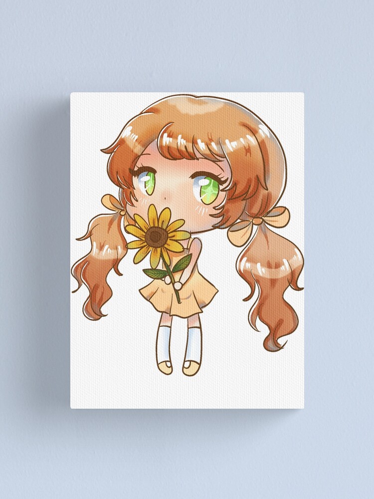 "Kawaii Sunflower Chibi Anime Girl" Canvas Print by okinashirts | Redbubble