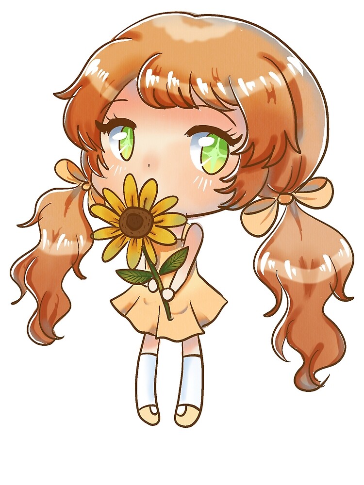 "Kawaii Sunflower Chibi Anime Girl" Canvas Print by okinashirts | Redbubble