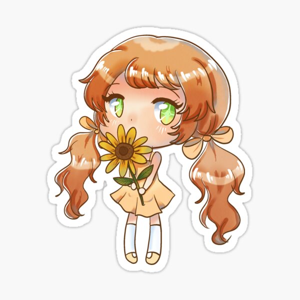 "Kawaii Sunflower Chibi Anime Girl" Sticker for Sale by okinashirts ...