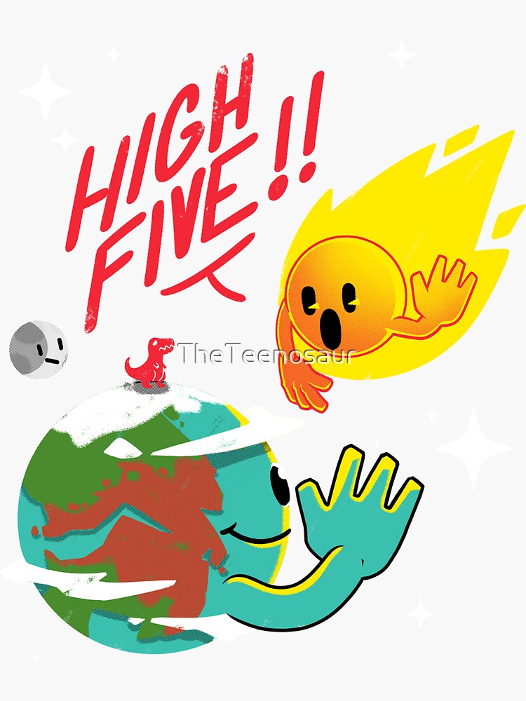 "High Five!" Sticker by TheTeenosaur | Redbubble