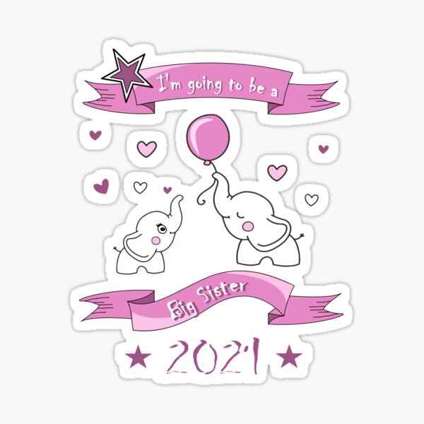 Pegatina «Hermana mayor 2021 - con lindos elefantes y corazón - Voy a ...
