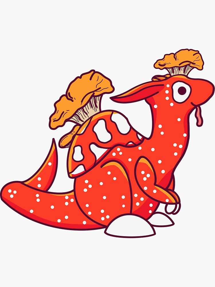 "Red Derpy Mushroom Dragon" Sticker by Satin-Pothos | Redbubble