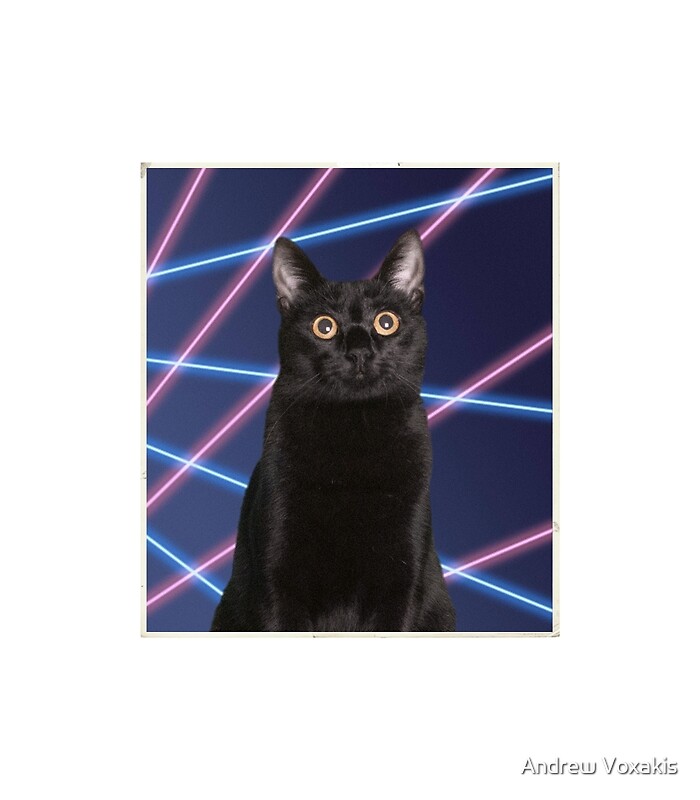 "80'S LASER BACKGROUND CAT" by Andrew Voxakis | Redbubble