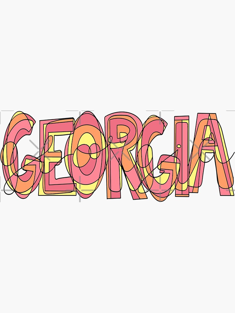 "Peach Georgia Word Doodle" Sticker for Sale by klaireep | Redbubble