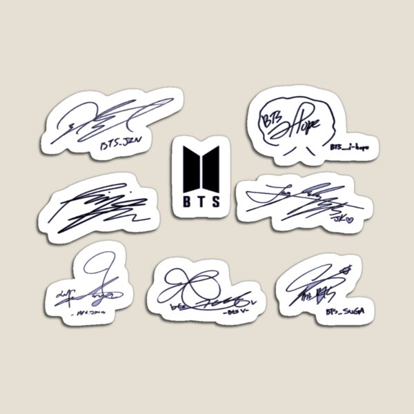 "bts autographs" Magnet for Sale by DoeDesigns | Redbubble