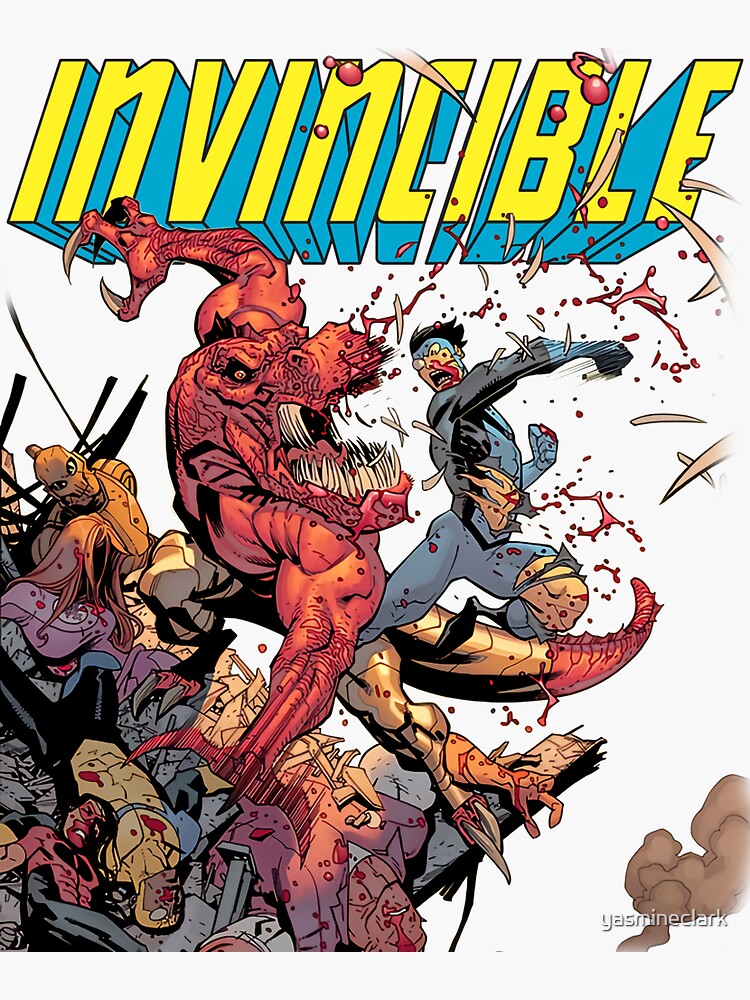 "Invincible Vs Alien" Sticker by yasmineclark | Redbubble