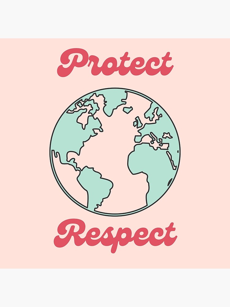 "Boho Protect Respect Planet Earth Sticker and Earth Day Apparel ...