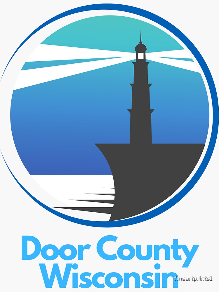 "Door County Wisconsin Night Lighthouse Green Blue Sunset Waves Graphic ...