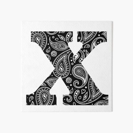 "Letter X/Chi Black and White Paisley Monogram" Art Board Print for ...