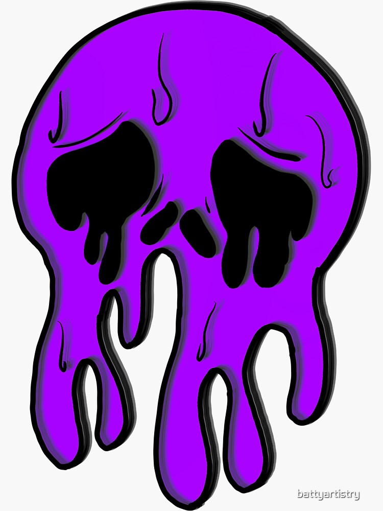 "trippy drooping skull" Sticker for Sale by battyartistry | Redbubble