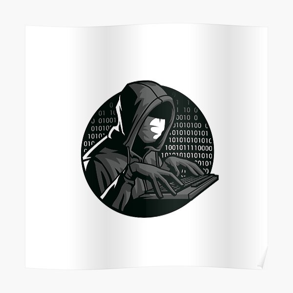 "Hacker with Hoodie and Mask | Binary | Hacker design" Poster by leo ...