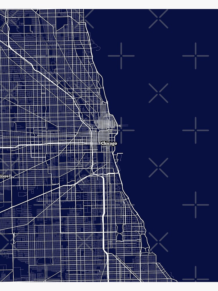 Chicago Illinois Map | Map Of Chicago Illinois | Dark Blue Map Of ...