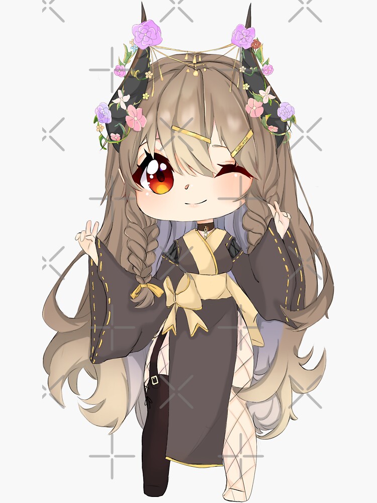 "Chibi anime demon girl " Sticker for Sale by Yuuki-artist | Redbubble