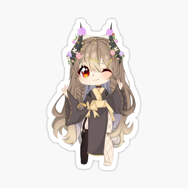 "Chibi anime demon girl " Sticker for Sale by Yuuki-artist | Redbubble