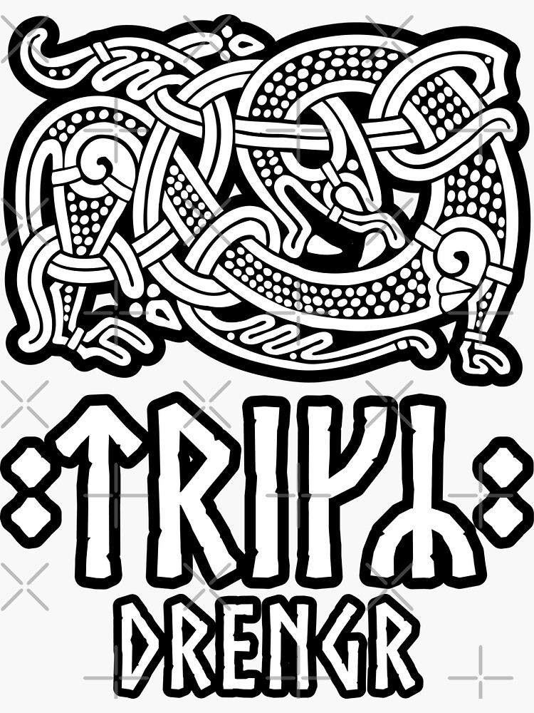 "Runic ᛏᚱᛁᚴᛦ drengr" Sticker for Sale by Helgi-chris | Redbubble
