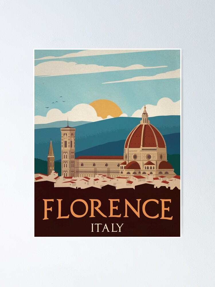 "Florence Italy Retro Travel Poster" Poster for Sale by Freshfroot ...