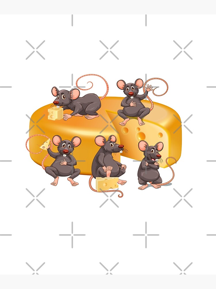 "Cute mouse rat happy eating Cheese Cartoon" Art Print for Sale by ...