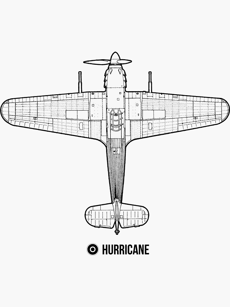 "RAF Hurricane Top Blueprint Dark " Sticker by artbyedo | Redbubble