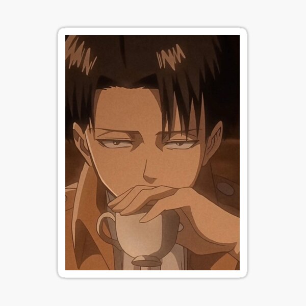 "levi ackerman drinking tea" Sticker for Sale by gimhan | Redbubble