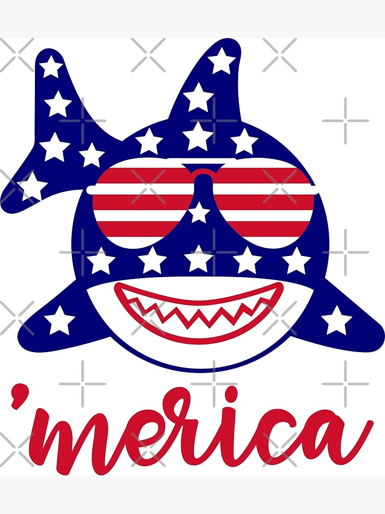 "Merica Baby Blue Star Shark - 4th of July 2021" Poster for Sale by ...