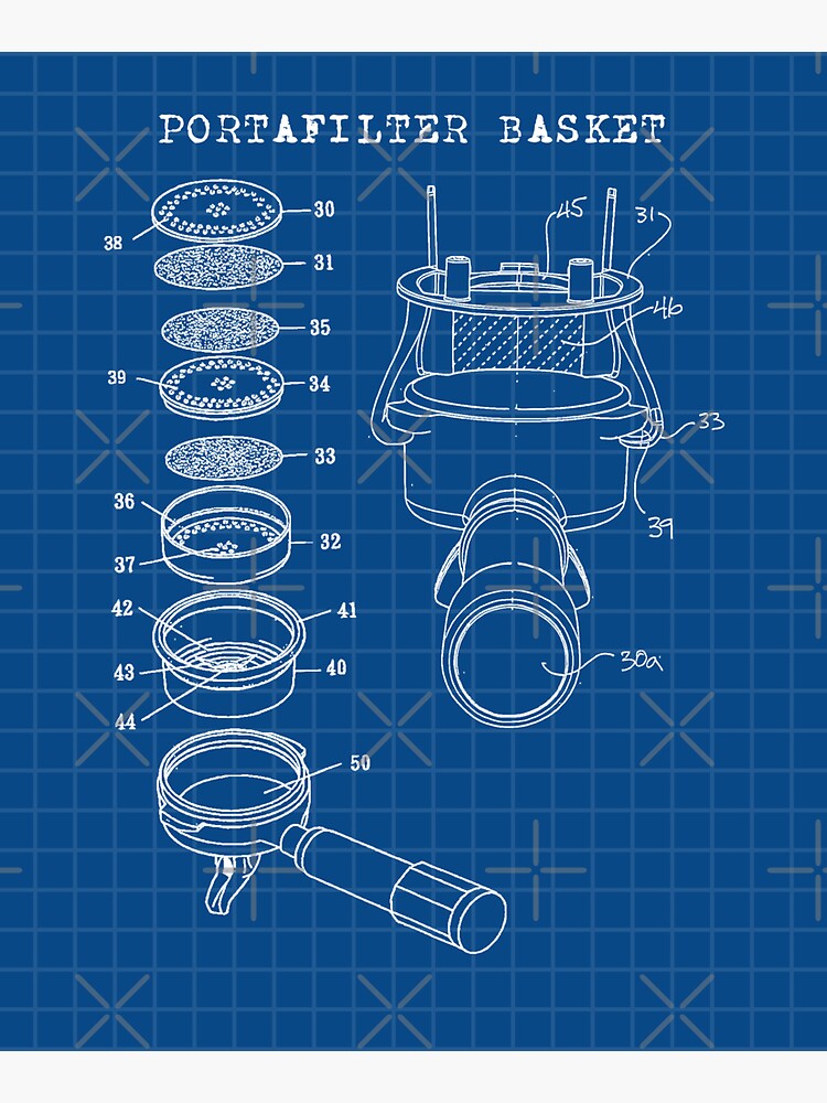 "Portafilter Basket Technical Drawing Patent Blueprint" Sticker by ...
