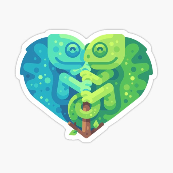 "We are the sweetness chameleons shaped like a heart" Sticker for Sale ...