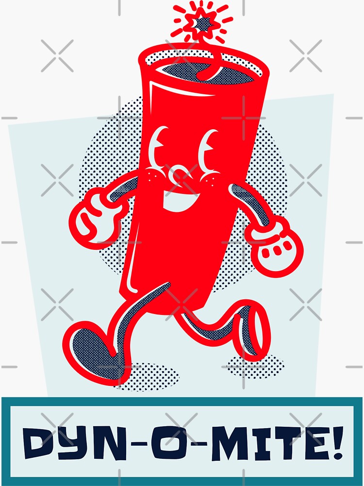 "A Stick of Retro Dynamite Saying Dyn-O-mite!" Sticker for Sale by ...