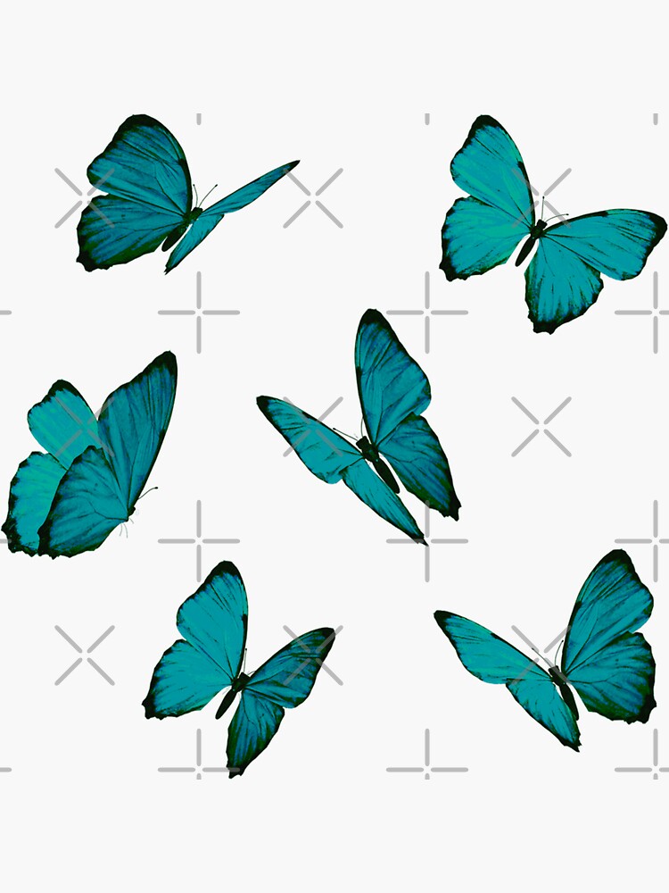 "Teal Butterflies pack" Sticker for Sale by DigiAesthetics | Redbubble