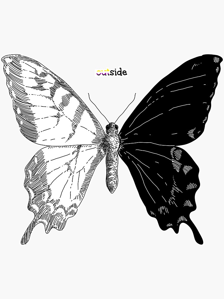 "Chimera Butterfly (outside - non-binary pride)" Sticker for Sale by ...